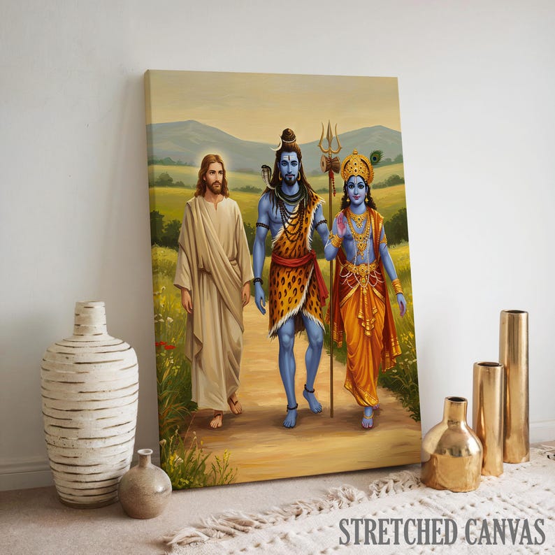 Jesus Christ With Lord Shiva and Krishna, Jesus Along With Shiva and ...