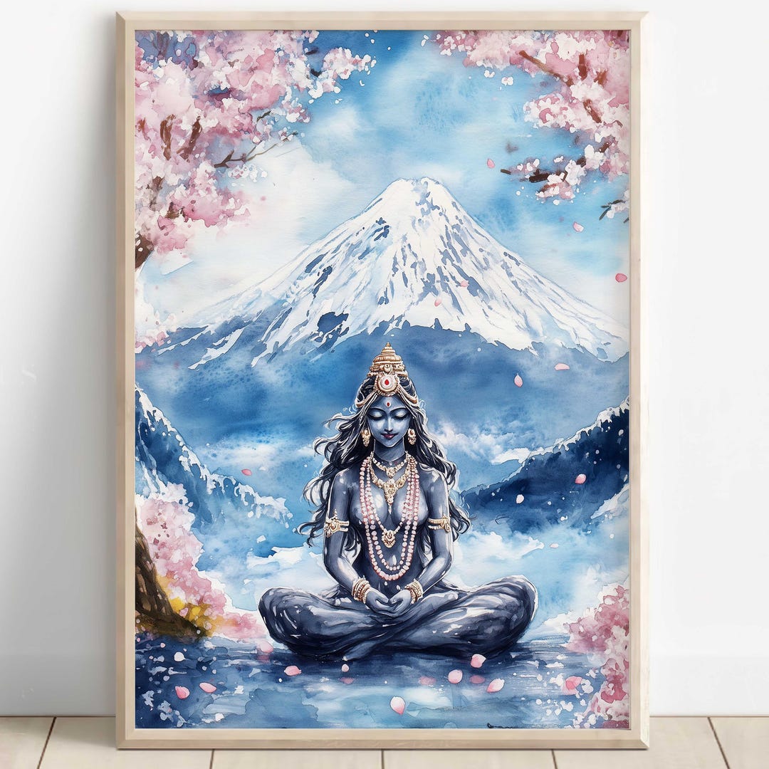 Kali Meditating at Mount Fuji, Goddess Kali, Kali Maa, Hindu Goddess ...