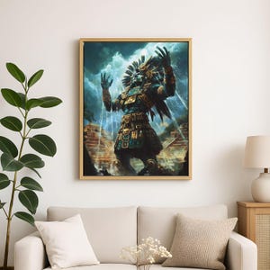 Aztec Wall Art, Tlaloc Art, Aztec God of Rain Decor, Aztec Mythology ...