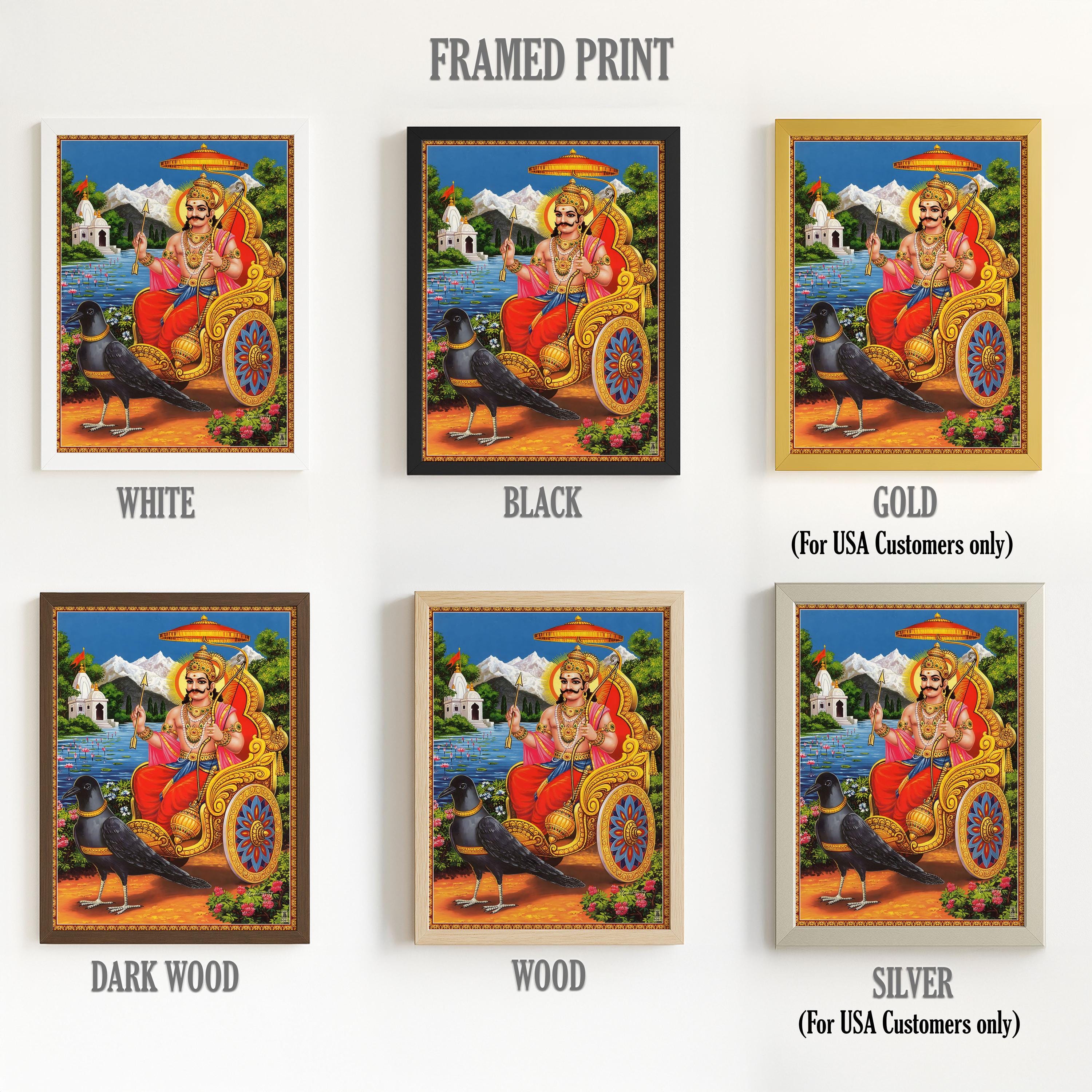 Shani, Shani Dev, Hindu God Wall Art, Vintage Art, Poster Print, Canvas ...