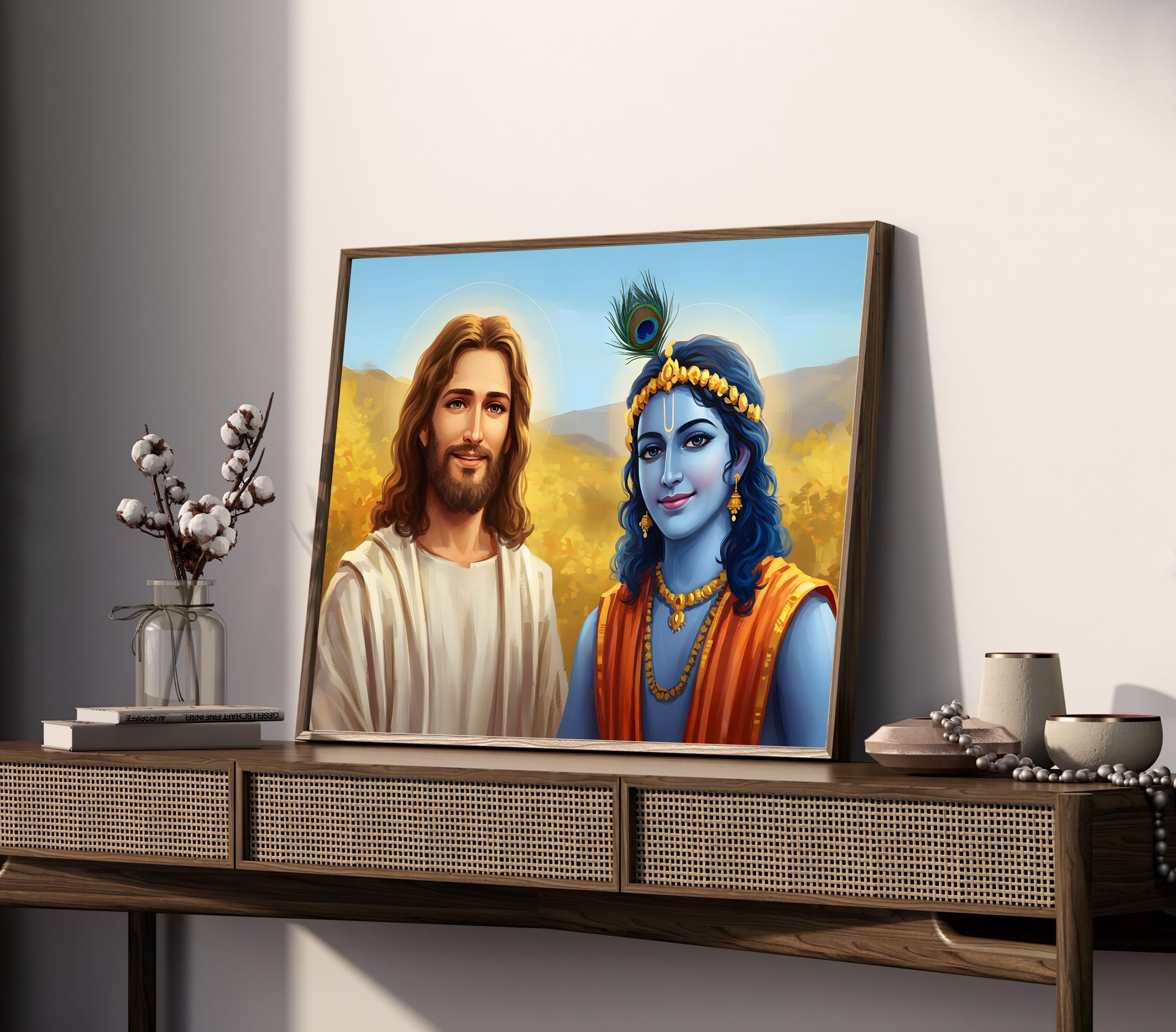 Lord Krishna With Jesus Christ, Jesus Along With Krishna, Religious ...