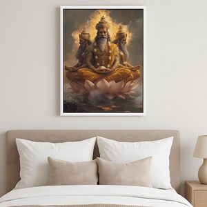Brahma, Hindu God Wall Art, Hindu God Brahma, Indian God, Poster Print ...
