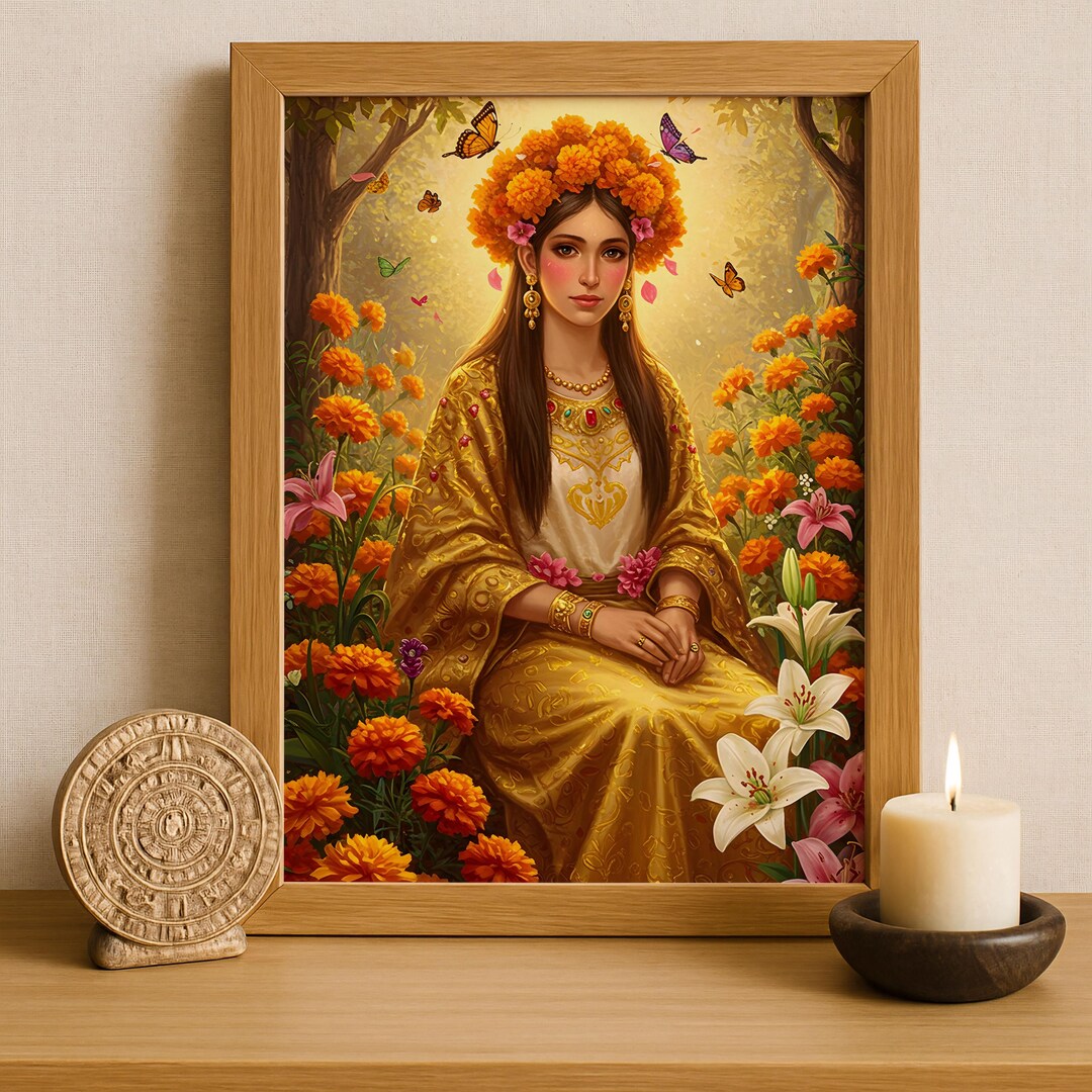 Aztec Wall Art, Xochiquetzal Art, Aztec Goddess of Beauty Decor, Aztec ...