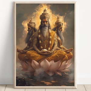 Brahma, Hindu God Wall Art, Hindu God Brahma, Indian God, Poster Print ...
