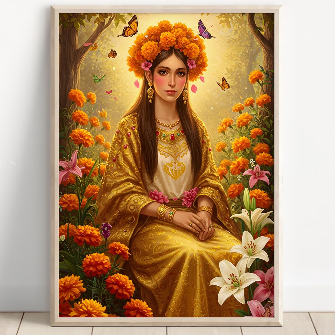 Aztec Wall Art, Xochiquetzal Art, Aztec Goddess of Beauty Decor, Aztec ...