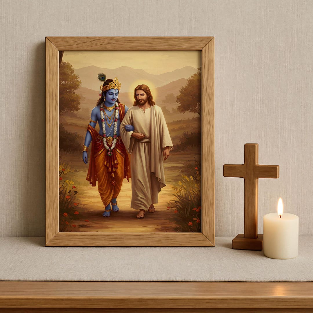Lord Krishna Meets With Jesus Christ, Jesus Walking Along With Krishna ...
