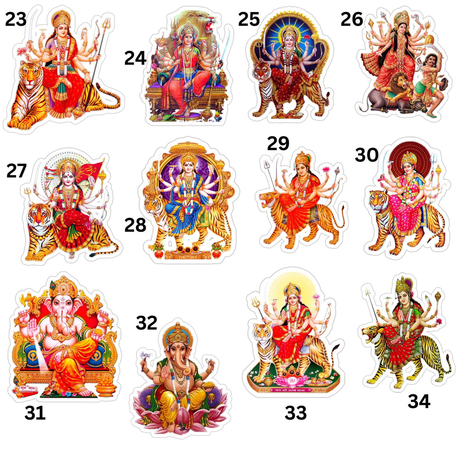 Hindu Gods Stickers- Krishna,rama, Hanuman, Durga, Lakshmi, Saraswati, Ganesha, Vishnu ...