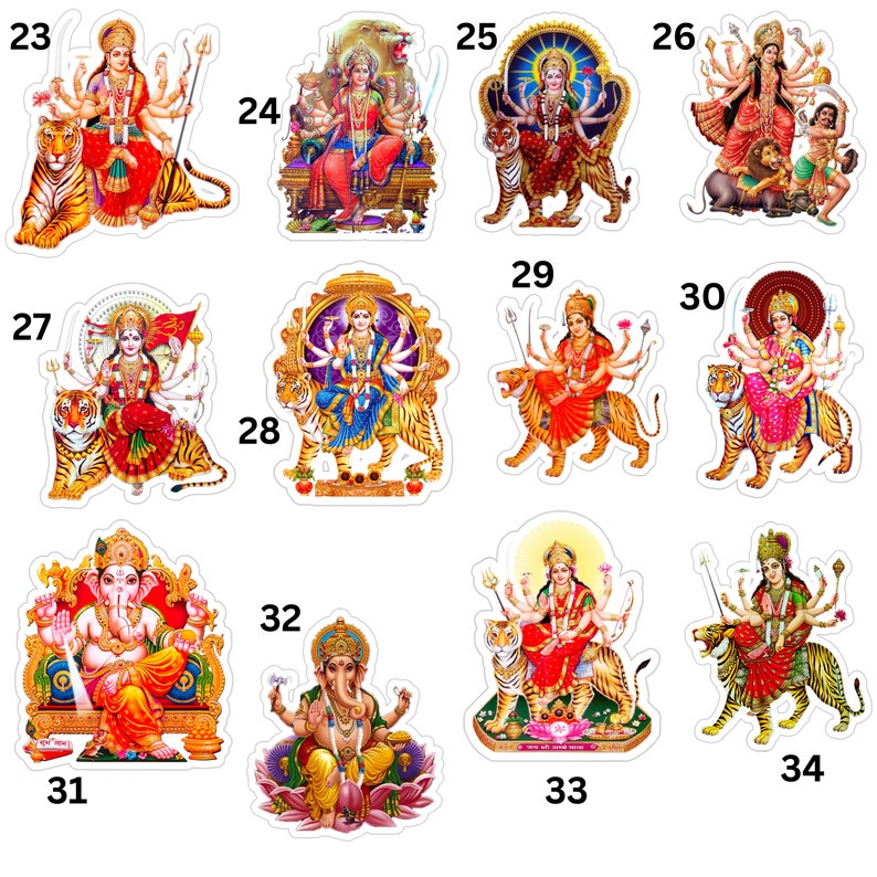 Hindu Gods Stickers- Krishna,rama, Hanuman, Durga, Lakshmi, Saraswati ...