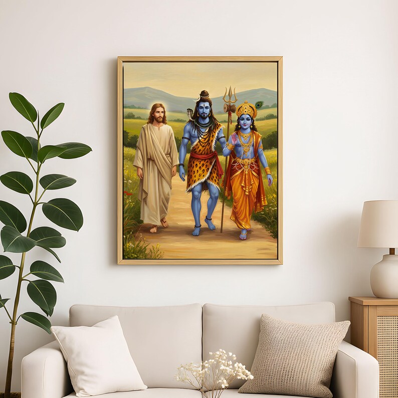 Jesus Christ With Lord Shiva and Krishna, Jesus Along With Shiva and ...