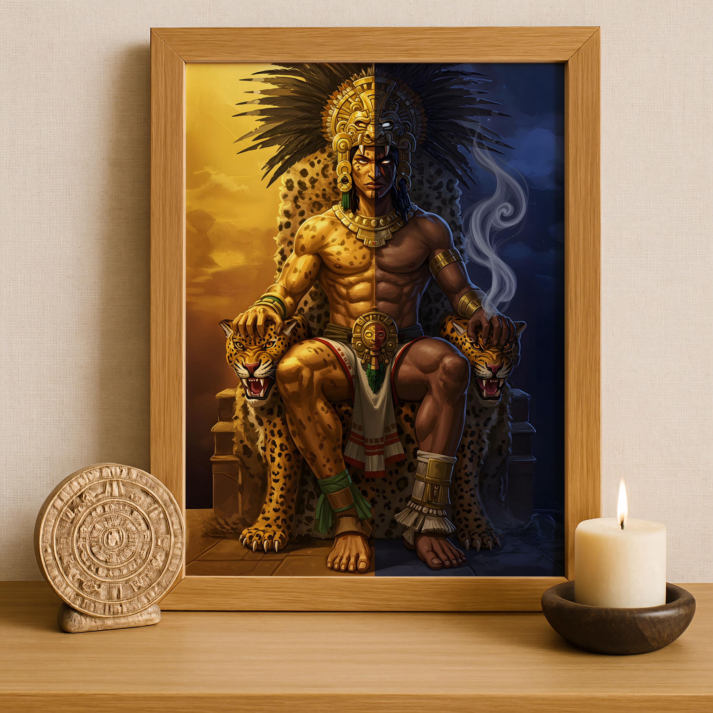 Aztec Wall Art, Tezcatlipoca Art, Aztec God of Night Decor, Aztec ...