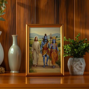 Jesus Christ With Lord Shiva and Krishna, Jesus Along With Shiva and ...