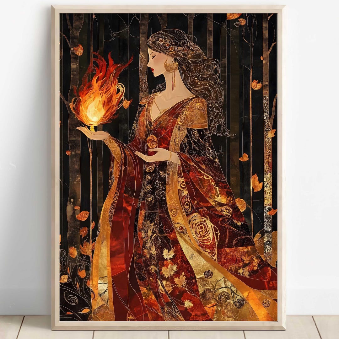 Hestia Wall Art, Greek Goddess of Home and Hearth, Hestia Canvas, Greek ...