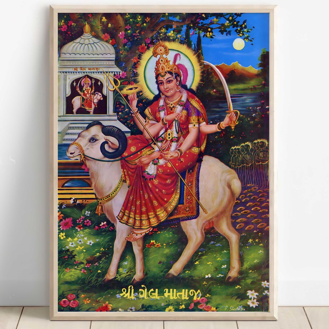 Gel Mata Ji, Gel Ma, Hindu Goddess Wall Art, Indian God, Poster Print ...