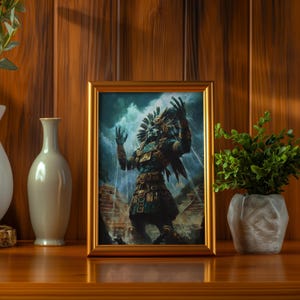 Aztec Wall Art, Tlaloc Art, Aztec God of Rain Decor, Aztec Mythology ...