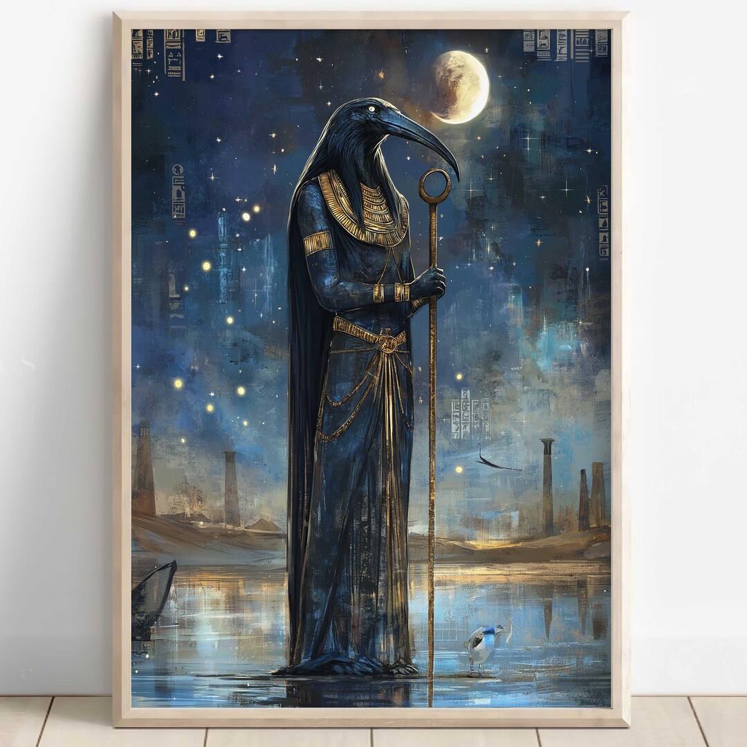 Egyptian God Thoth Print, Thoth Wall Art, Ancient Egyptian Mythology ...