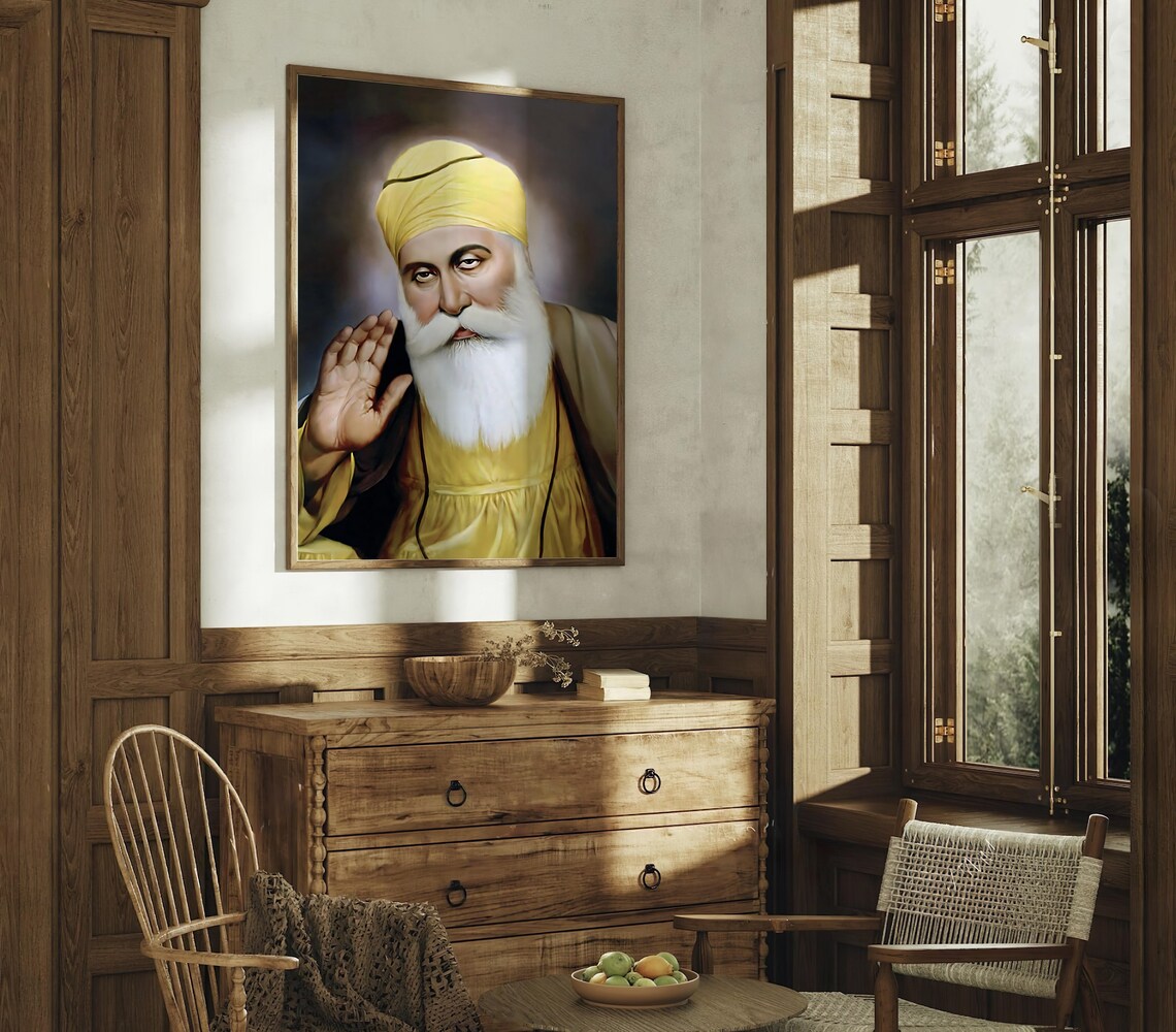 Sikh Art Guru Nanak Dev First Sikh Guru From 1469 to 1539 Vintage Art ...