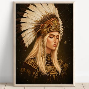 Aztec Wall Art, Coyolxauhqui Art, Aztec Moon Goddess Decor, Aztec ...