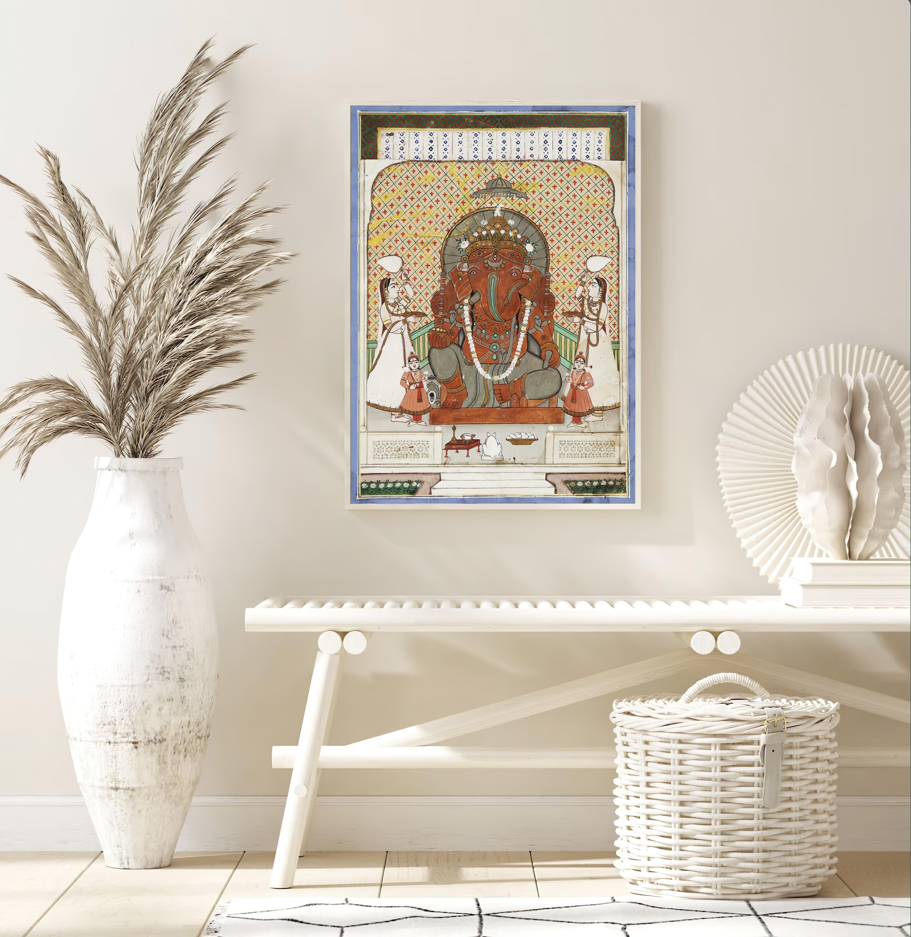Hindu God Wall Art ,GANESHA ,indian Miniature Art, Vintage Art, Indian ...