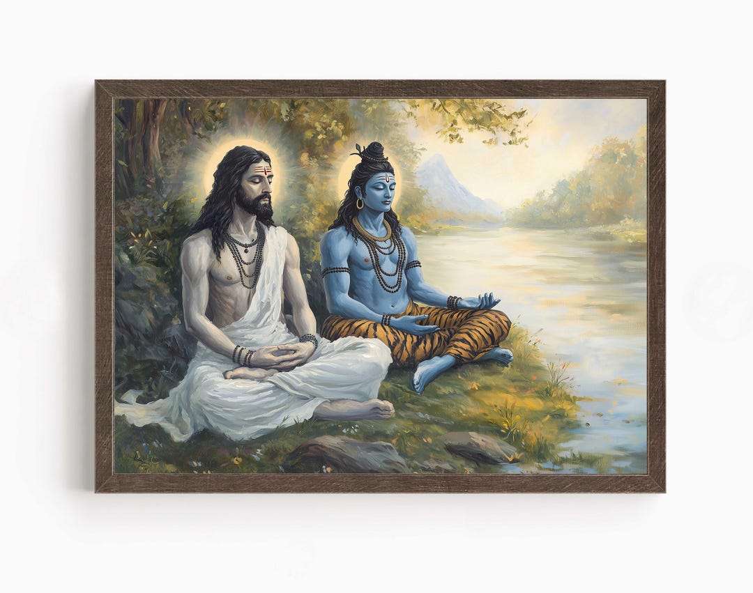 Lord Shiva Meditating With Jesus Christ, Jesus Meditating Along With ...