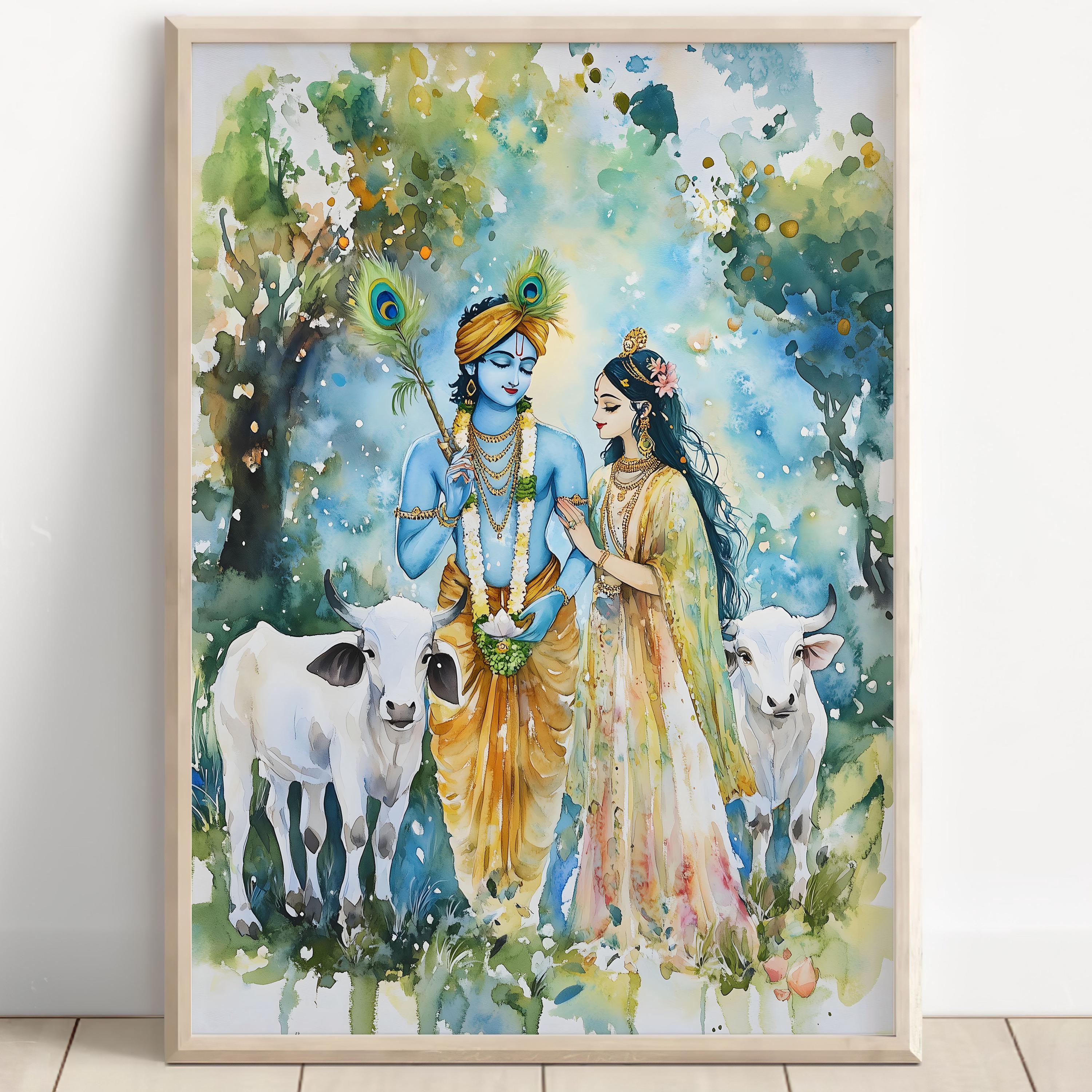 Krishna Art, Krishna and Radha, Radha Krishna, Krishna Painting, Hindu ...