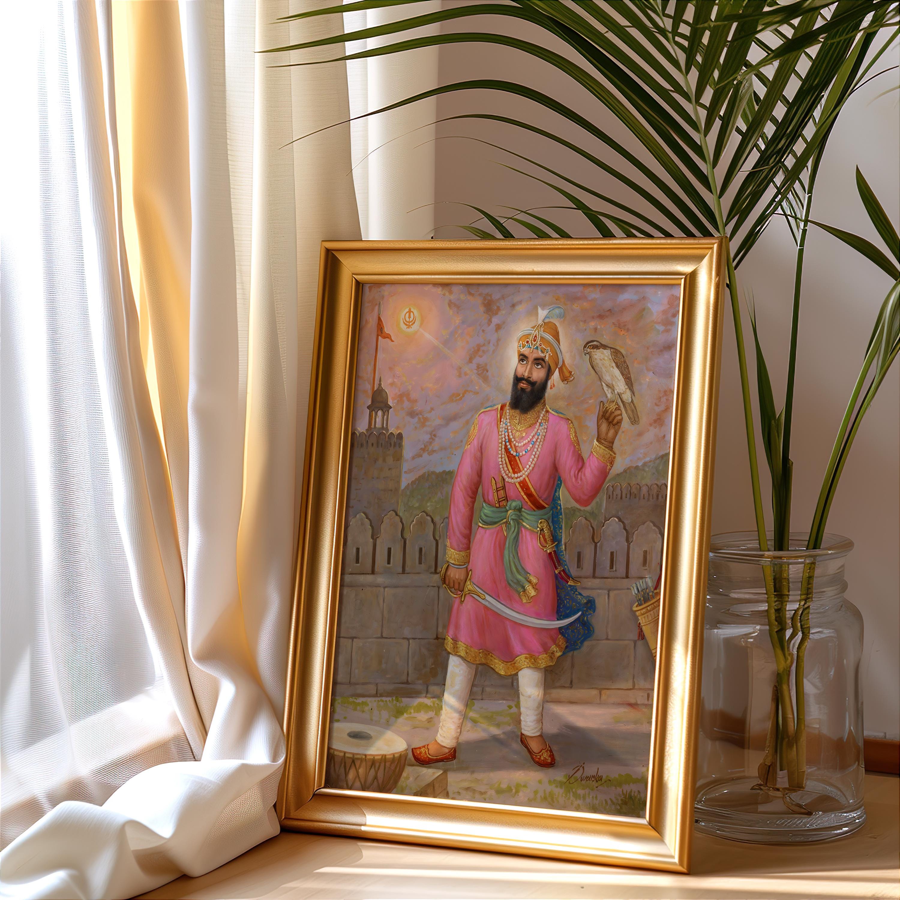 Guru Gobind Singh Ji Painting | Sikh Warrior Art | Khalsa Heritage Wall ...