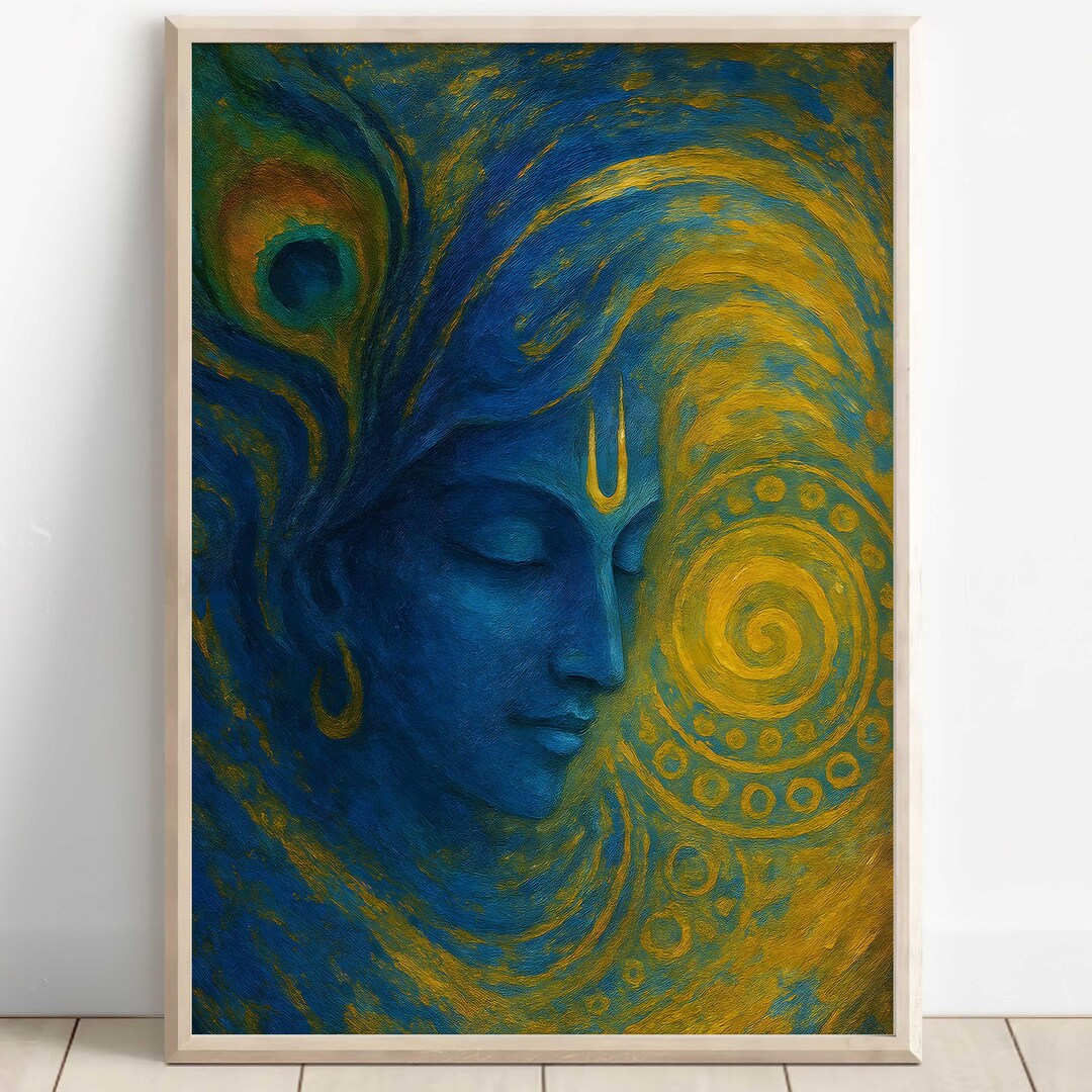 Krishna Wall Art, Lord Krishna Abstract Art, Krishna Painting, Hindu ...