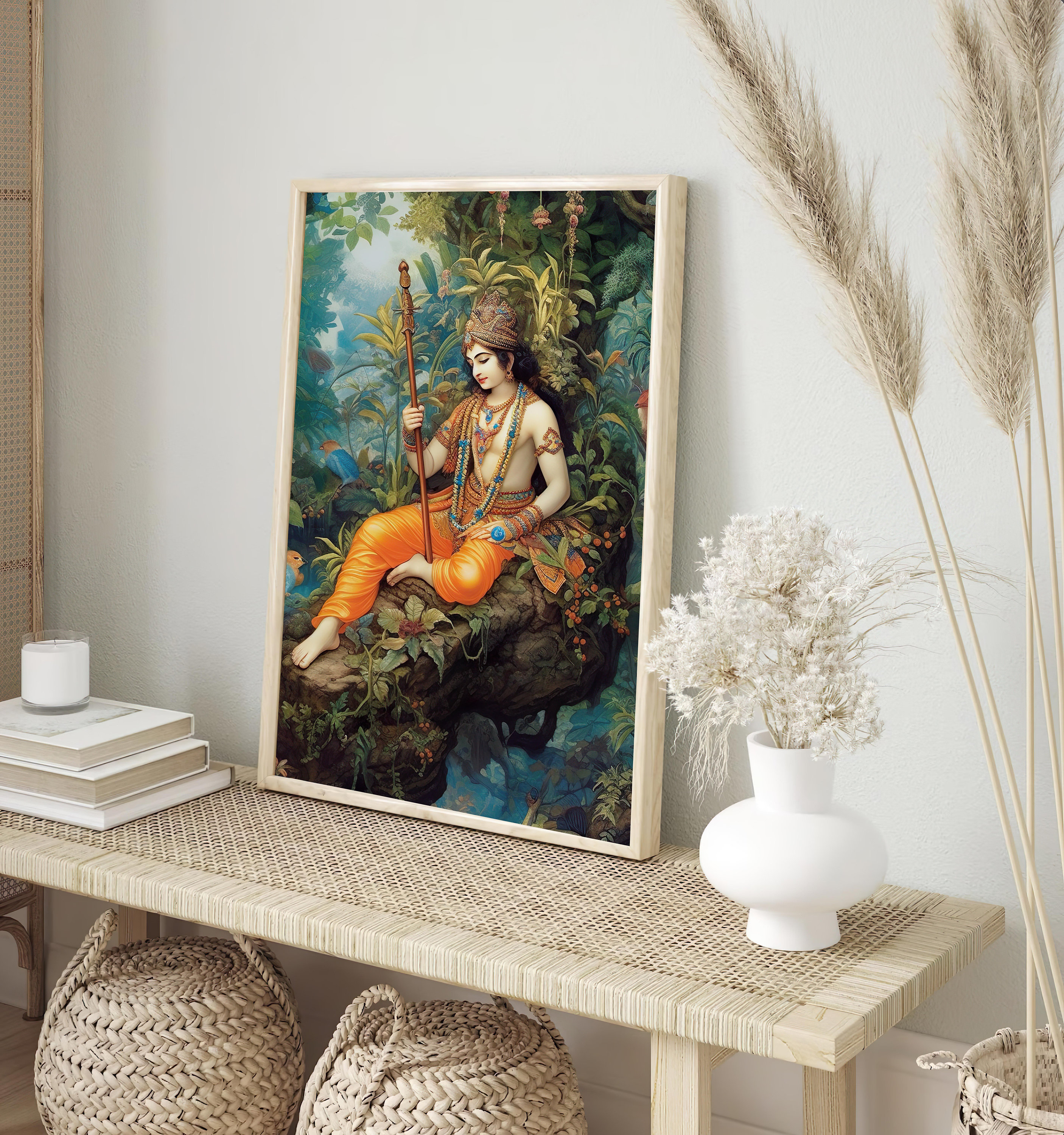 Hindu God Wall Art, Krishna, Illustration Wall Art, Indian God, Poster ...