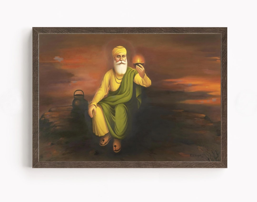 Sikh Art Guru Nanak Dev First Sikh Guru From 1469 to 1539 Vintage Art ...