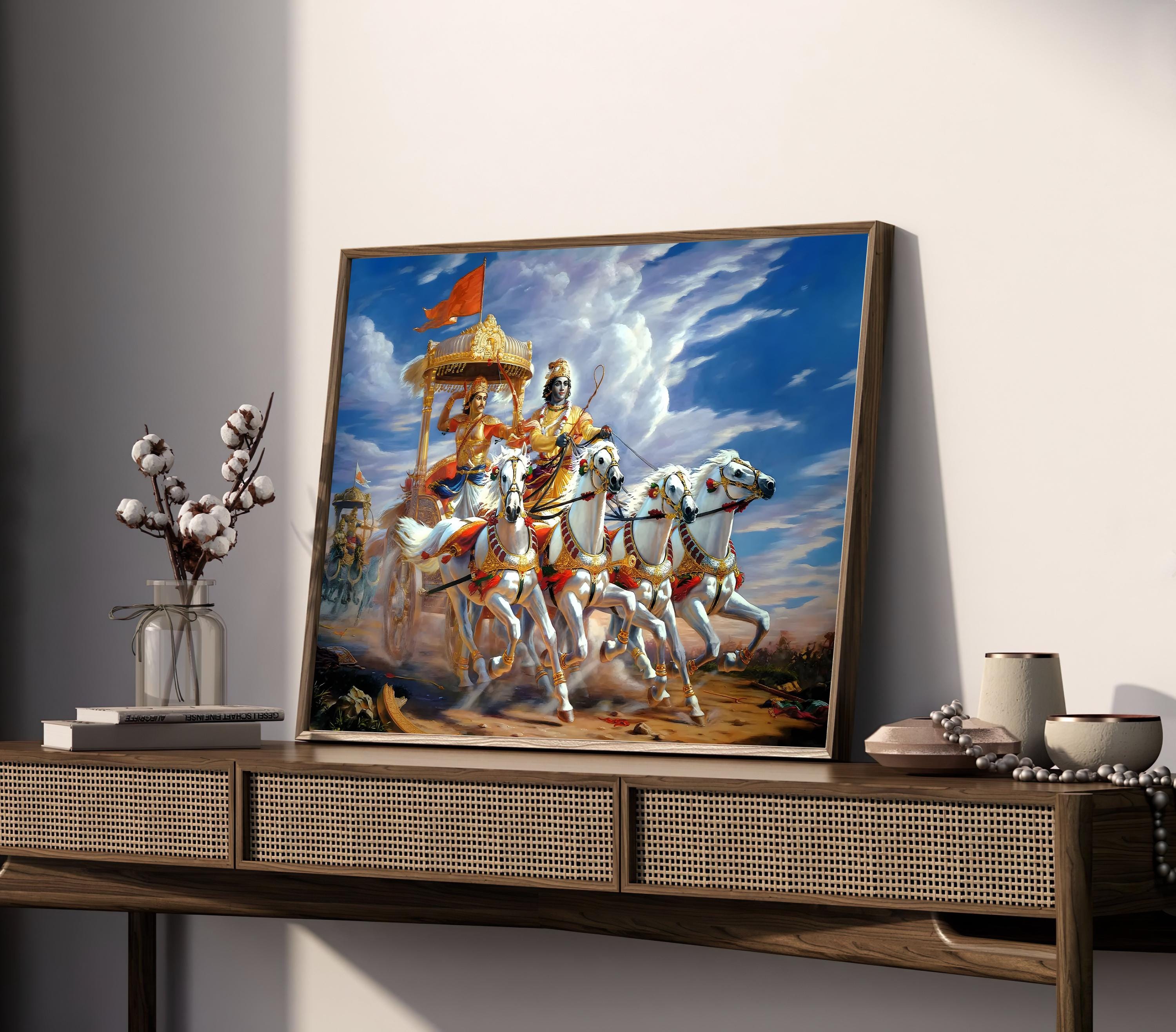Krishna and Arjun, Mahabharat, Geeta, Geeta Saar, Krishna Painting ...