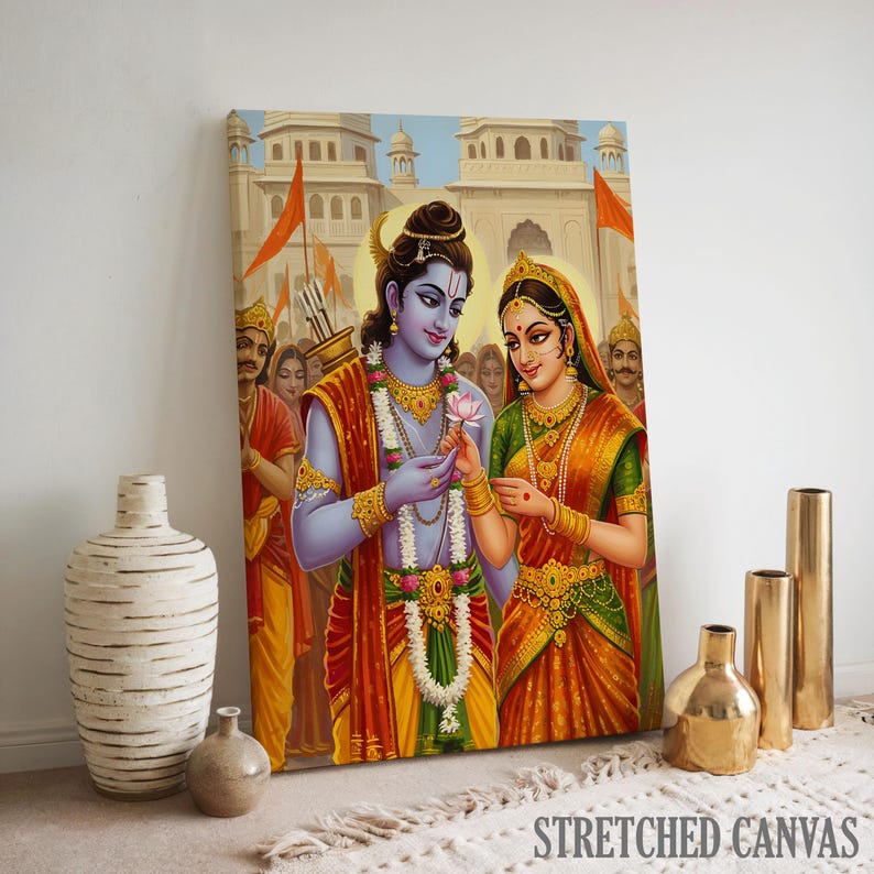 Ram and Sita Art, Lord Rama and Sita, Hindu God Wall Art ,ram, Rama and ...