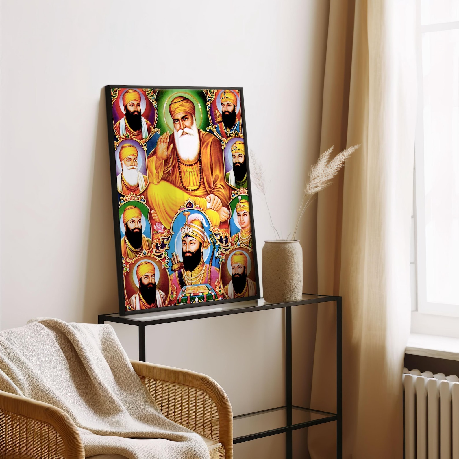 Sikh Art | Ten Sikh Gurus | All in One Frame | Religious Art | Vintage ...