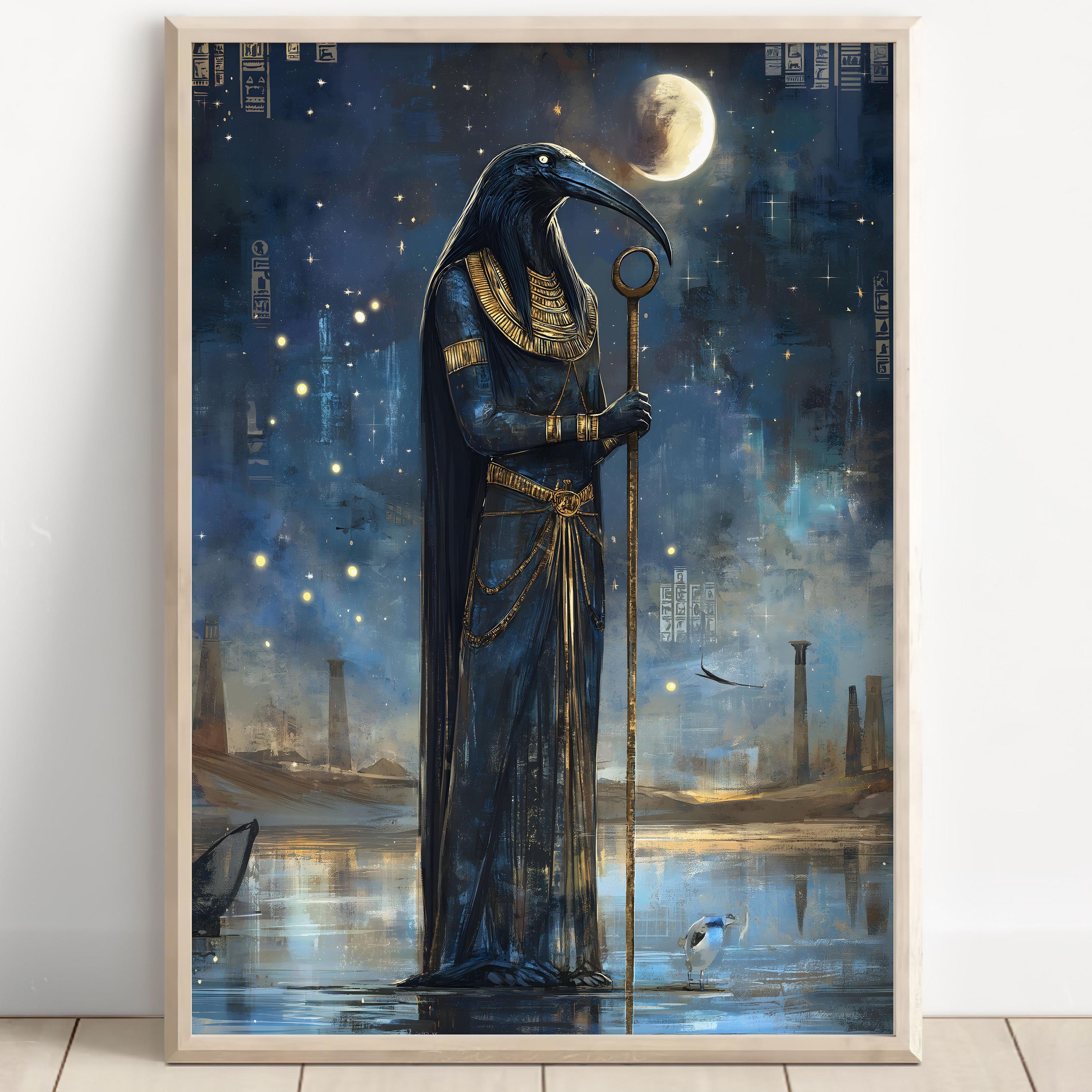 Egyptian God Thoth Print, Thoth Wall Art, Ancient Egyptian Mythology ...