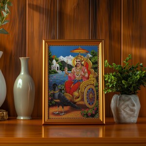 Shani, Shani Dev, Hindu God Wall Art, Vintage Art, Poster Print, Canvas ...