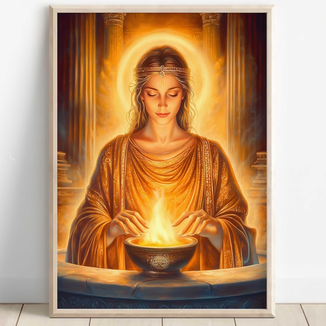 Hestia Wall Art, Greek Goddess of Home and Hearth, Hestia Canvas, Greek ...