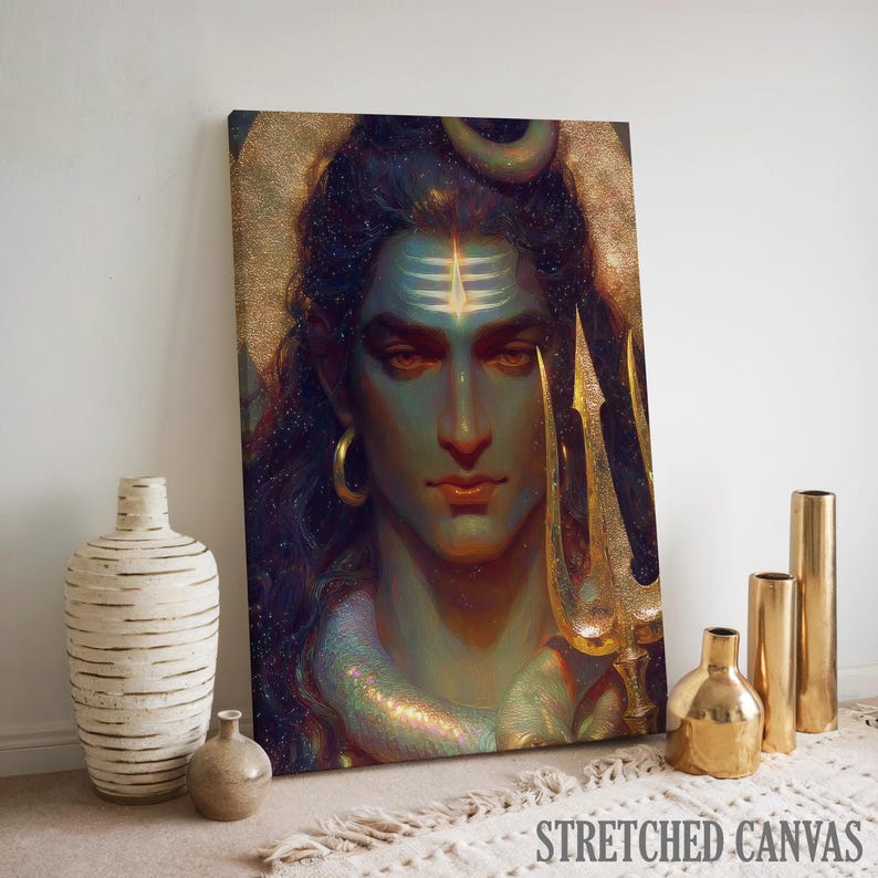 Lord Shiva Wall Art Mahadev Cosmic Face Portrait Hindu God Painting ...
