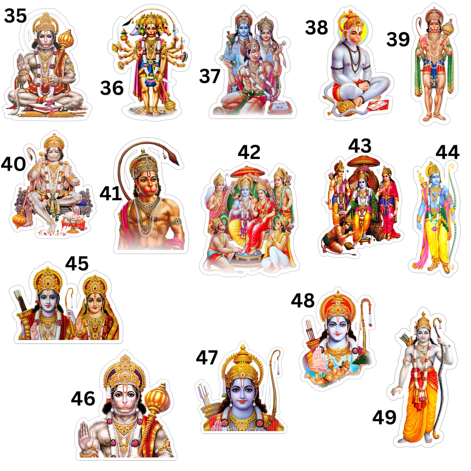 Hindu Gods Stickers- Krishna,rama, Hanuman, Durga, Lakshmi, Saraswati ...