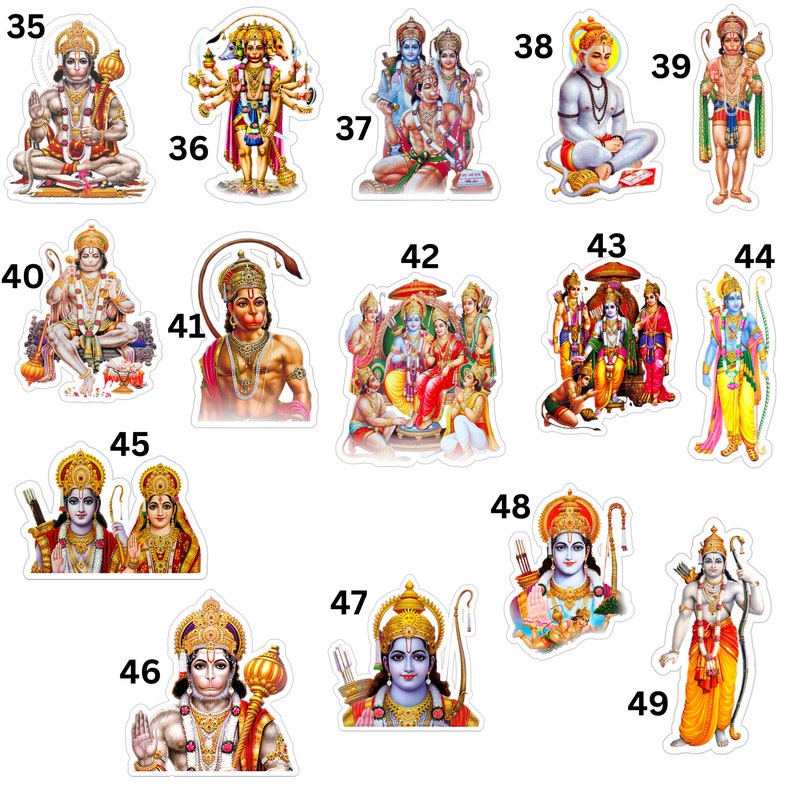 Hindu Gods Stickers- Krishna,rama, Hanuman, Durga, Lakshmi, Saraswati ...