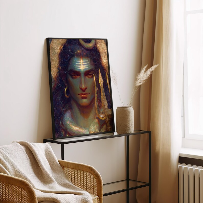 Lord Shiva Wall Art Mahadev Cosmic Face Portrait Hindu God Painting ...
