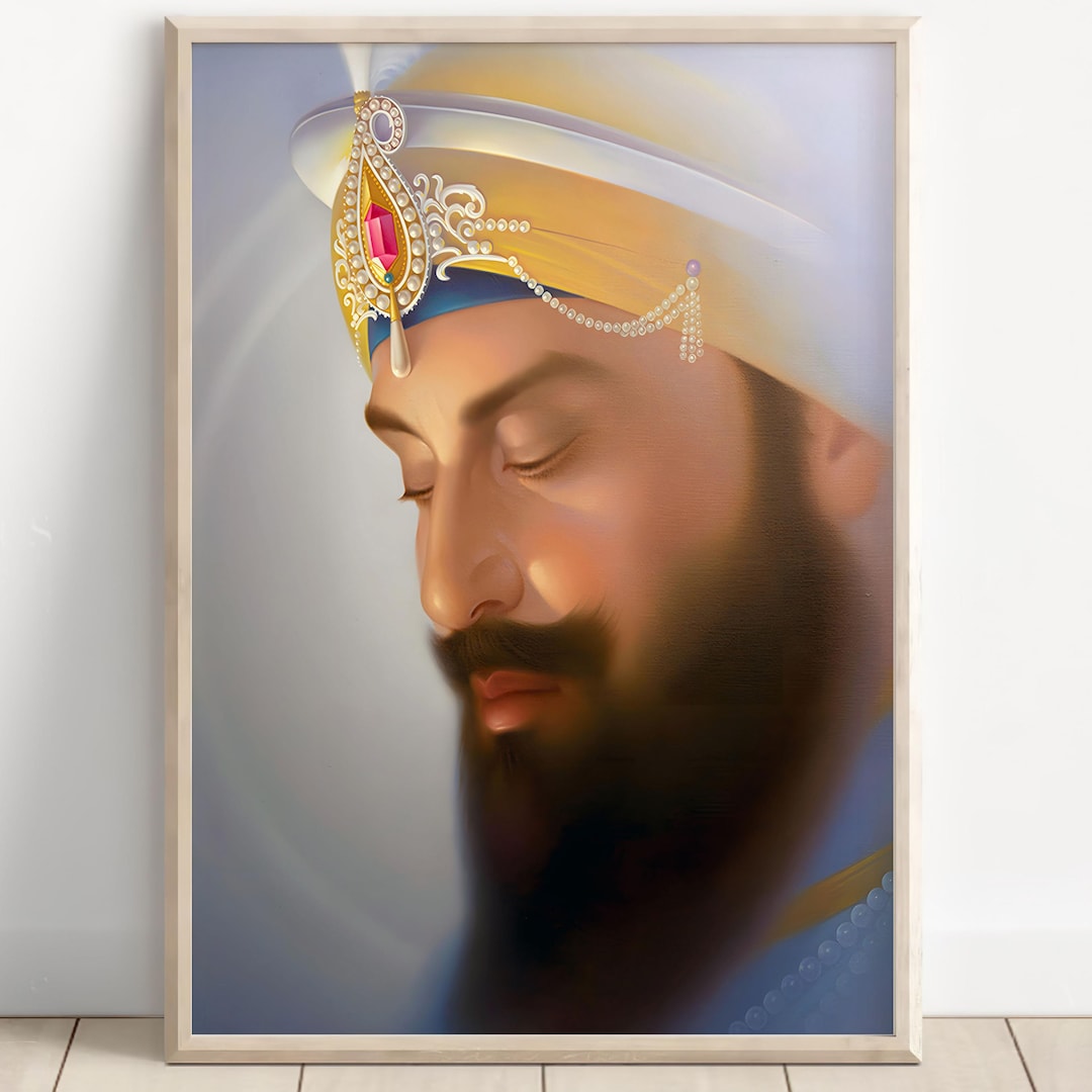 Guru Gobind Singh Ji Portrait | Sikh Spiritual Wall Art | Sikh Warrior ...