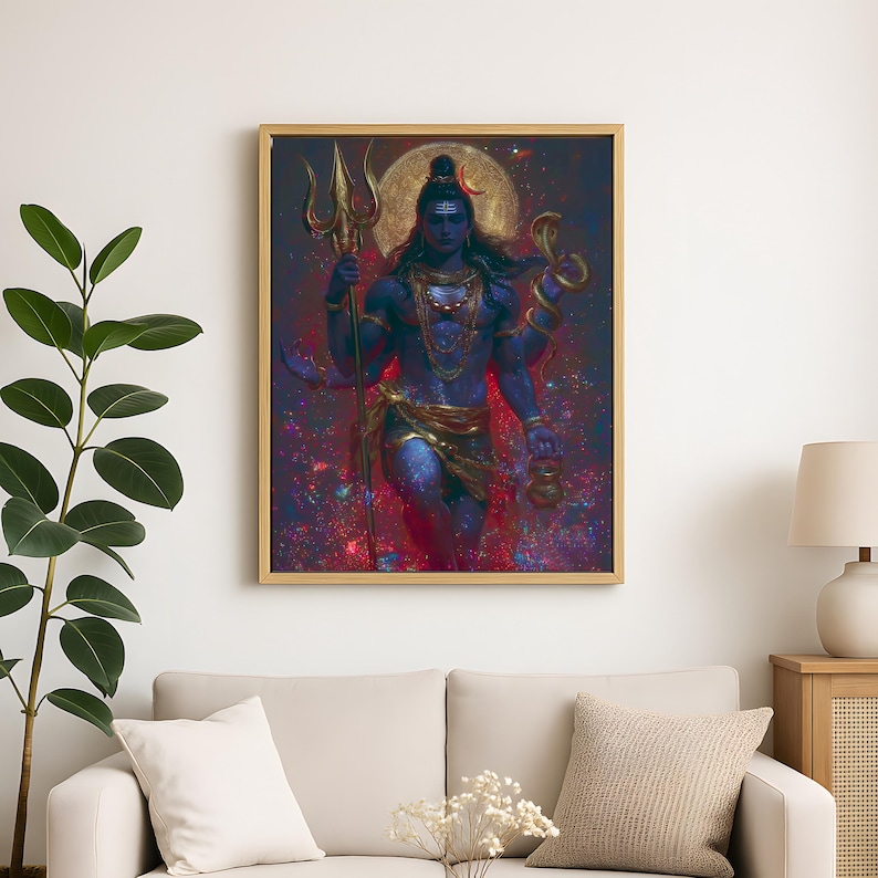 Lord Shiva Wall Art Mahadev Cosmic Portrait Hindu God Painting Divine ...