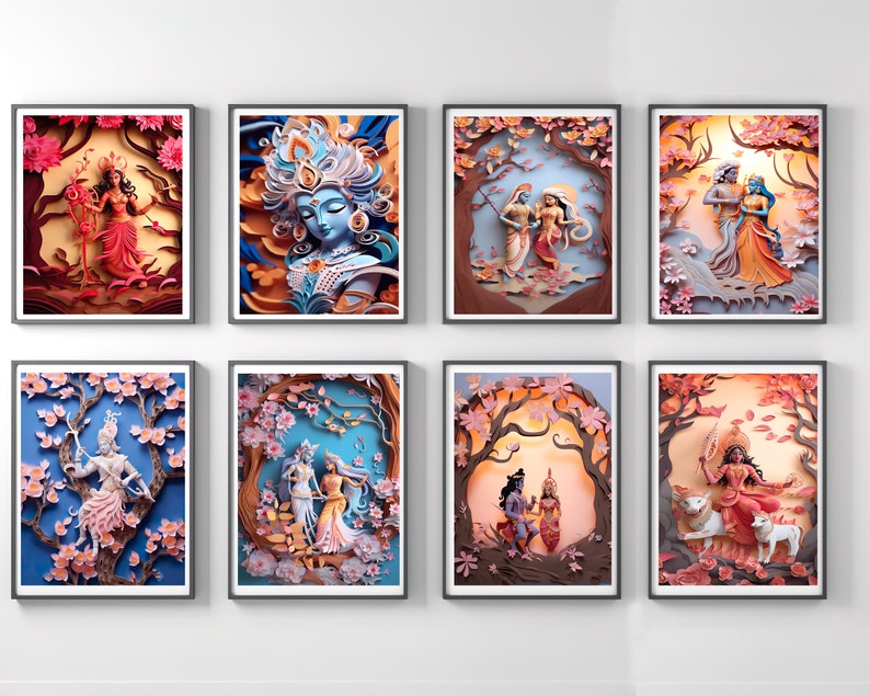 80 Hindu God Gallery Wall Set| MIGHTY BUNDLE | Lakshmi | Saraswati ...