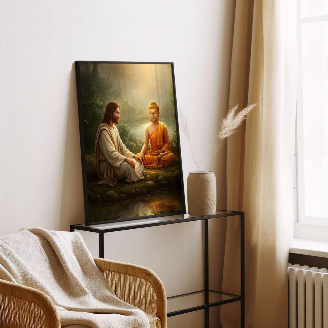 Lord Buddha Meditating With Jesus Christ, Jesus Meditating Along With ...