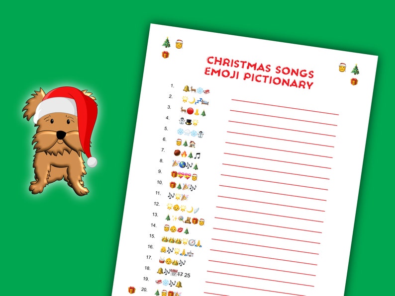 Christmas Songs Emoji Pictionary Game Icebreaker Slumber - Etsy