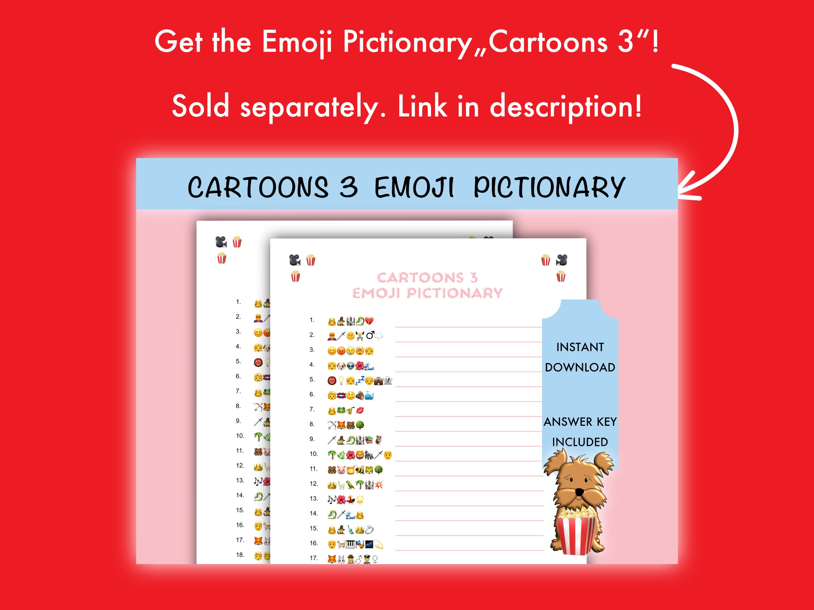 Cartoon Movies 2 Emoji Pictionary Game Slumber Party Games Icebreaker ...