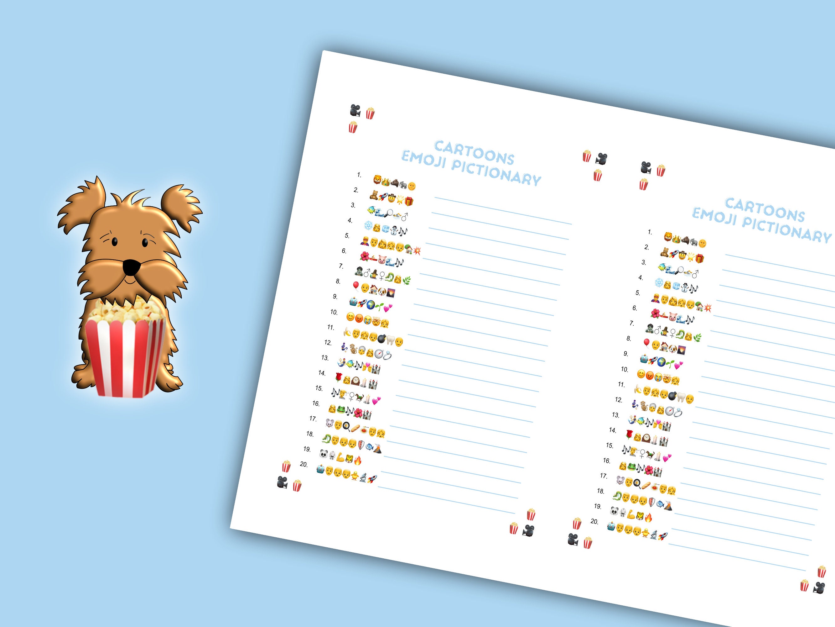 Cartoon Movies 1 Emoji Pictionary Game Slumber Party Games - Etsy