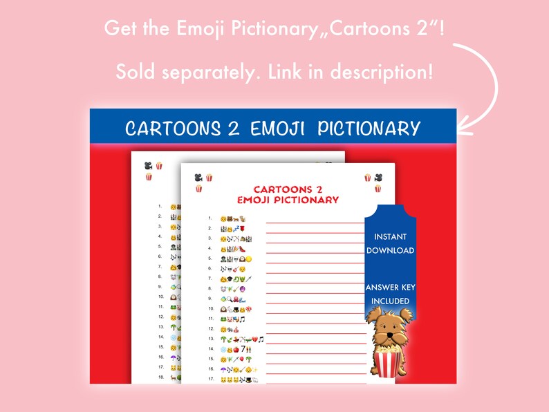 Cartoon Movies 3 Emoji Pictionary Game Slumber Party Games Icebreaker ...
