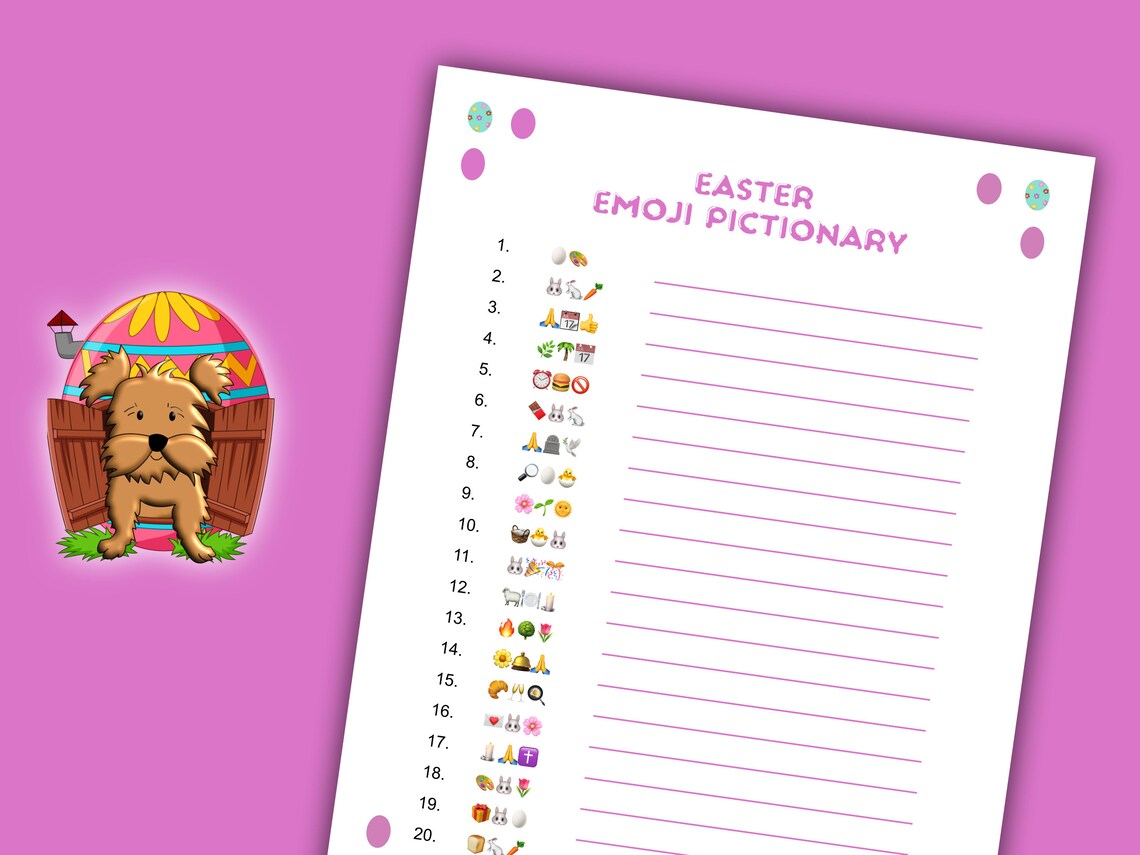 Easter Emoji Pictionary Printable Easter Game for Kids Activity for ...