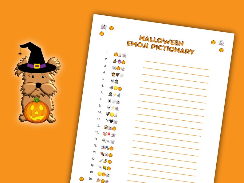 Halloween Emoji Pictionary Game Slumber Party Games | Teen Halloween ...