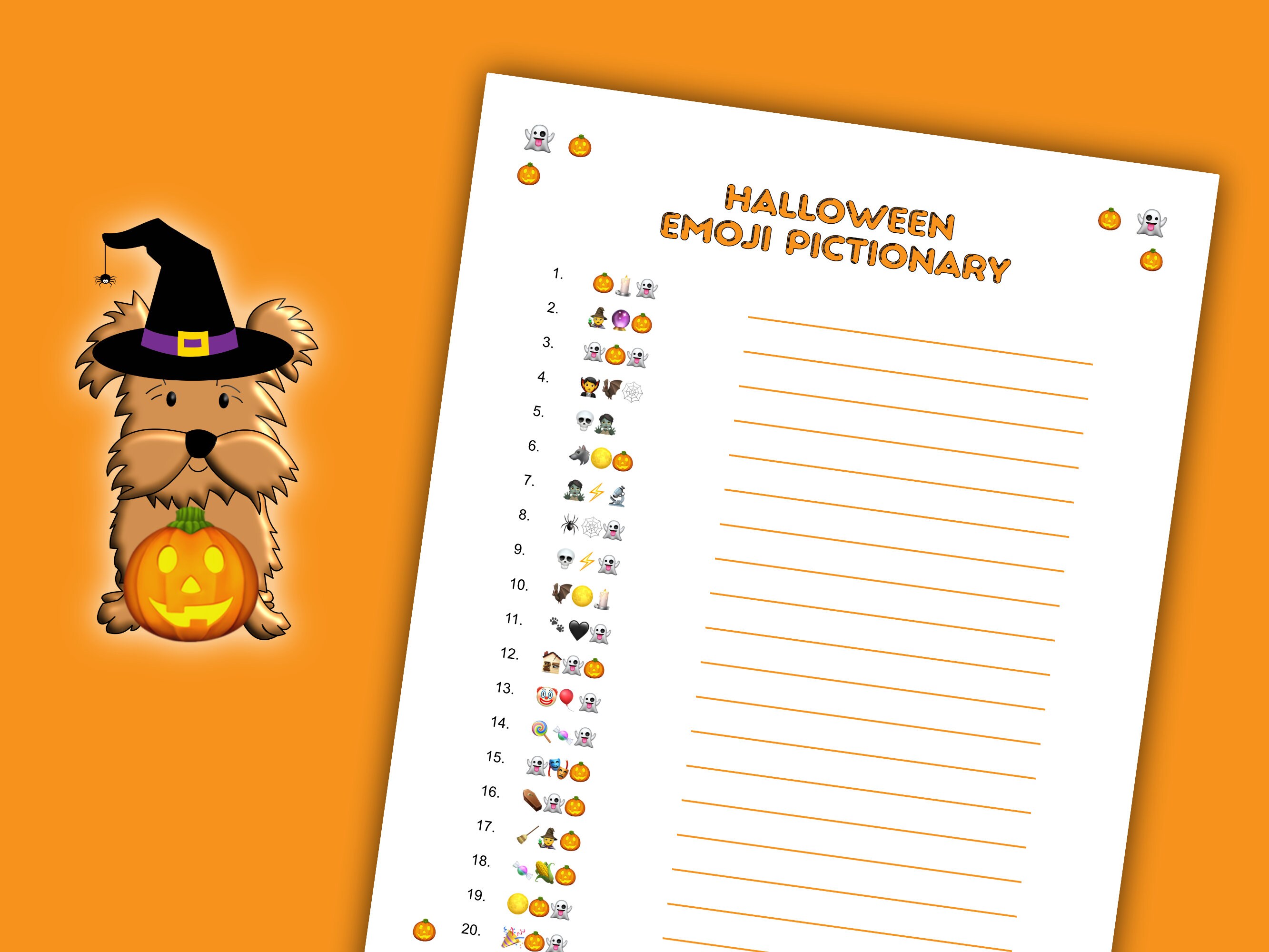 Halloween Emoji Pictionary Game Slumber Party Games | Teen Halloween ...