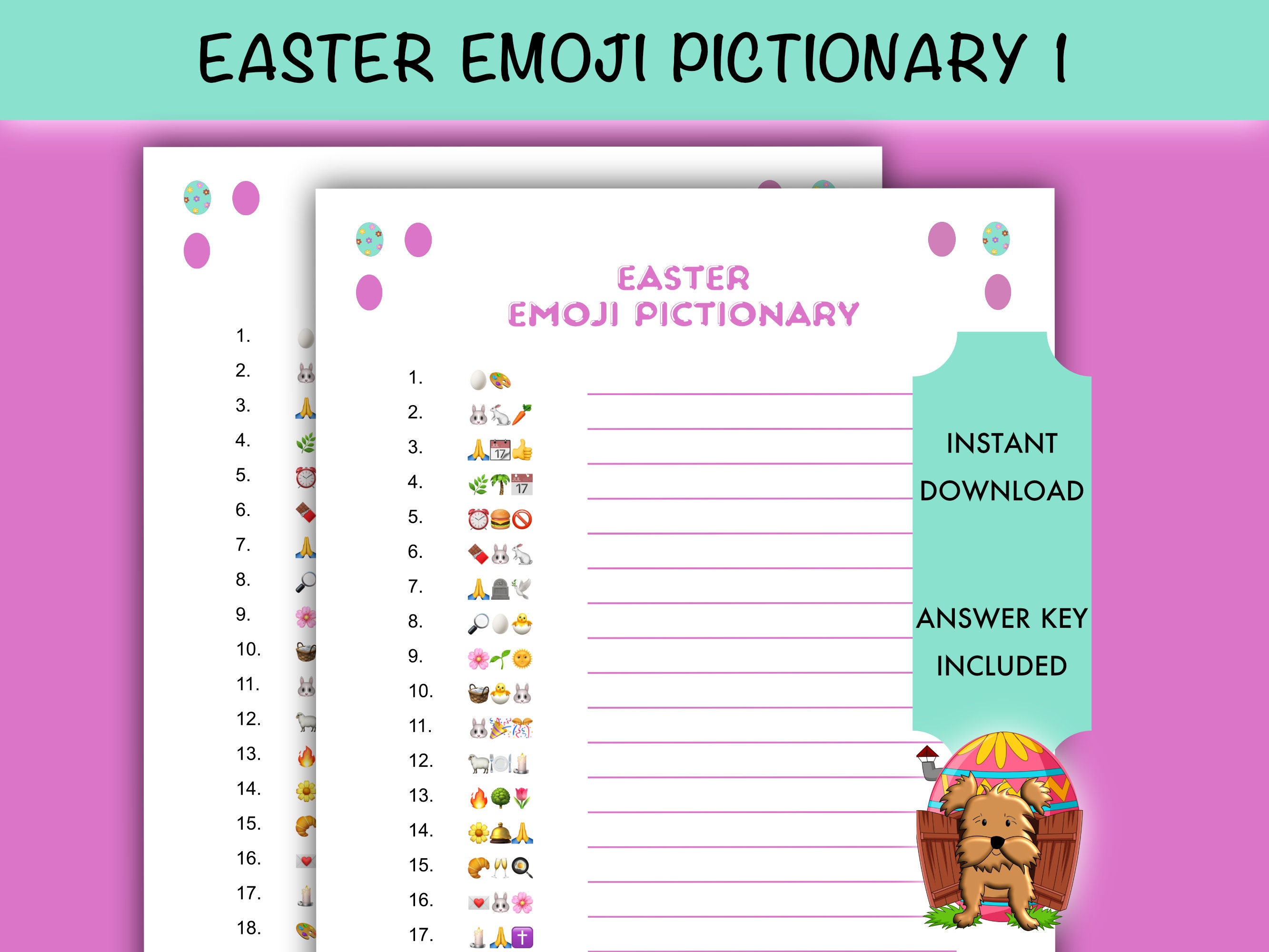 Easter Emoji Pictionary Printable Easter Game for Kids Activity for ...
